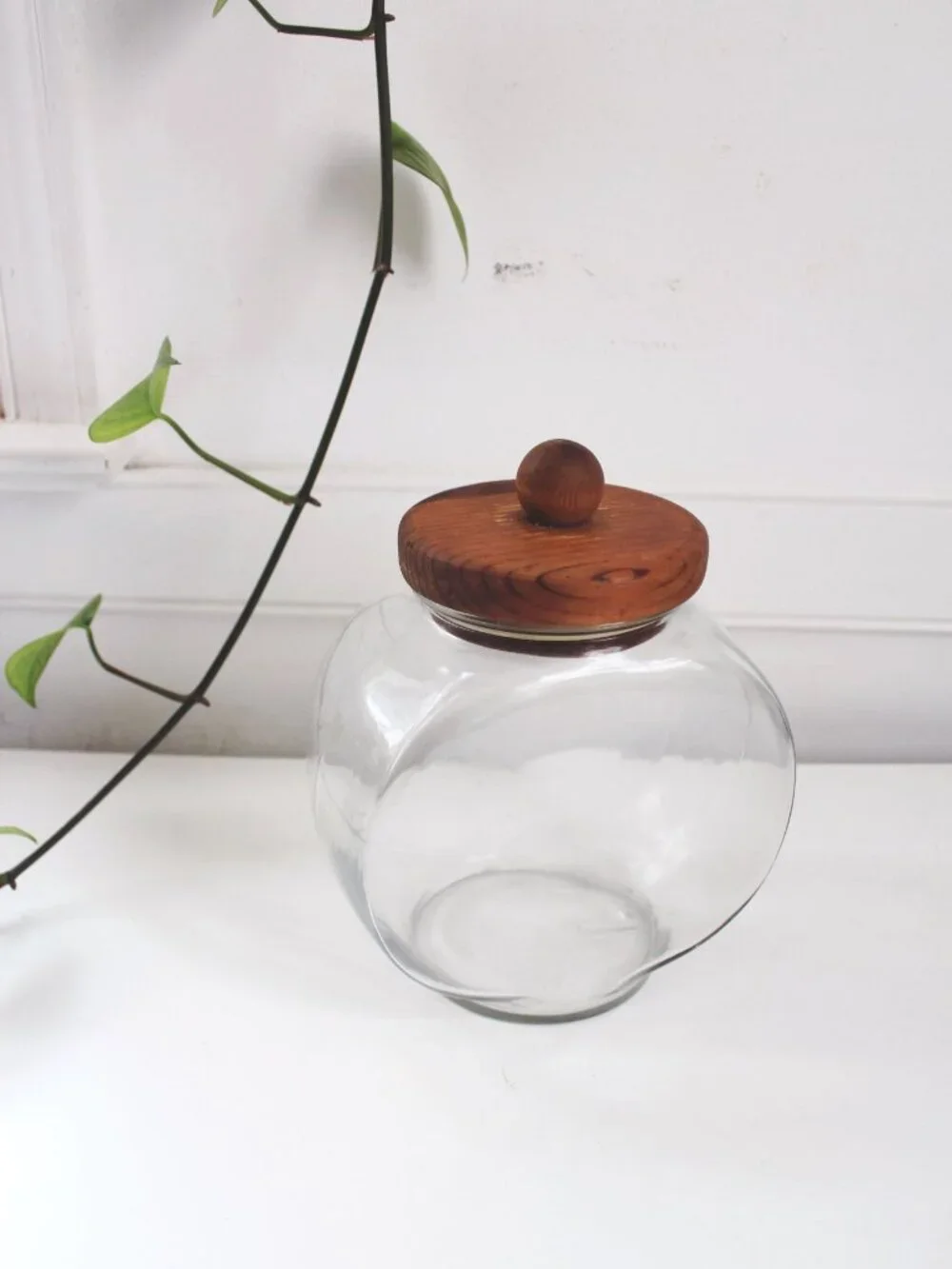 Dining | Vintage Anchor Hocking Glass Penny Candy Jar Canister Wooden ...